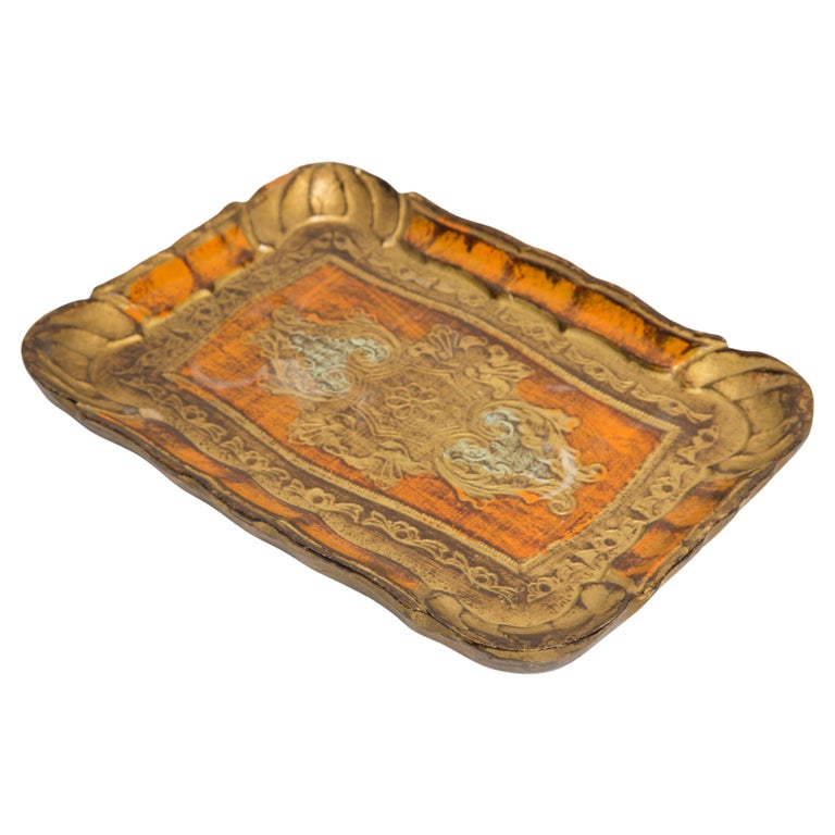 Vintage Orange Decorative Wood Plate, Italy, 1960s For Sale at 1stDibs