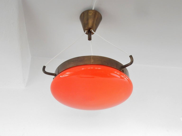 Vintage Orange Glass and Brass Ceiling Lamp For Sale at 1stDibs | retro ...