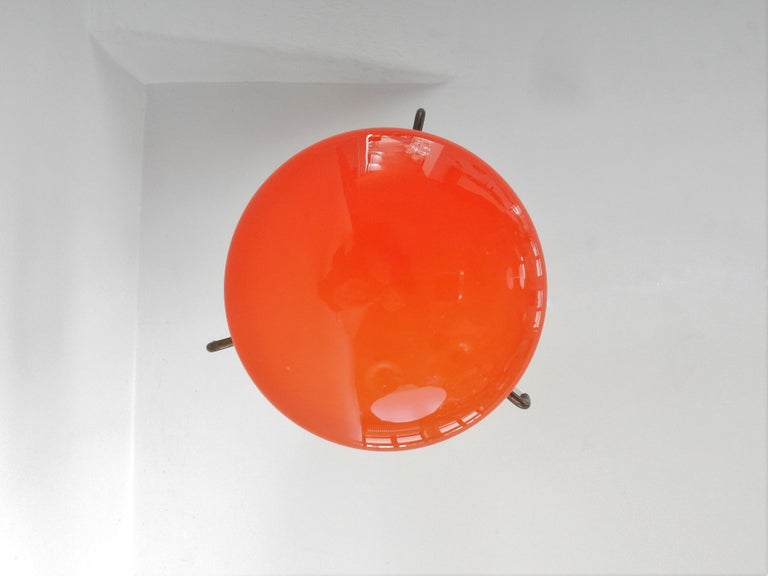 Vintage Orange Glass and Brass Ceiling Lamp For Sale at 1stDibs | retro ...