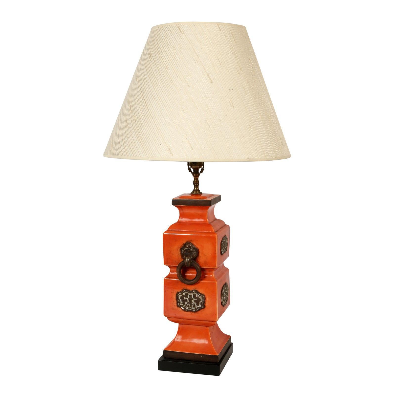 Vintage Asian Oriental Chinese Glazed Green Jade Vase Porcelain Lamp at ...
