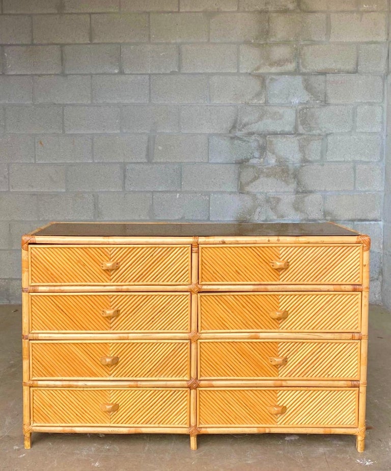 Vintage Organic Modern Chevron Pencil Reed Dresser at 1stDibs