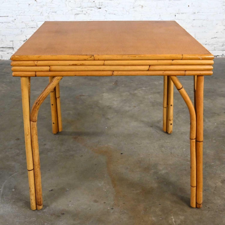 Vintage Organic Modern Island Style Square Rattan Dining Table with ...