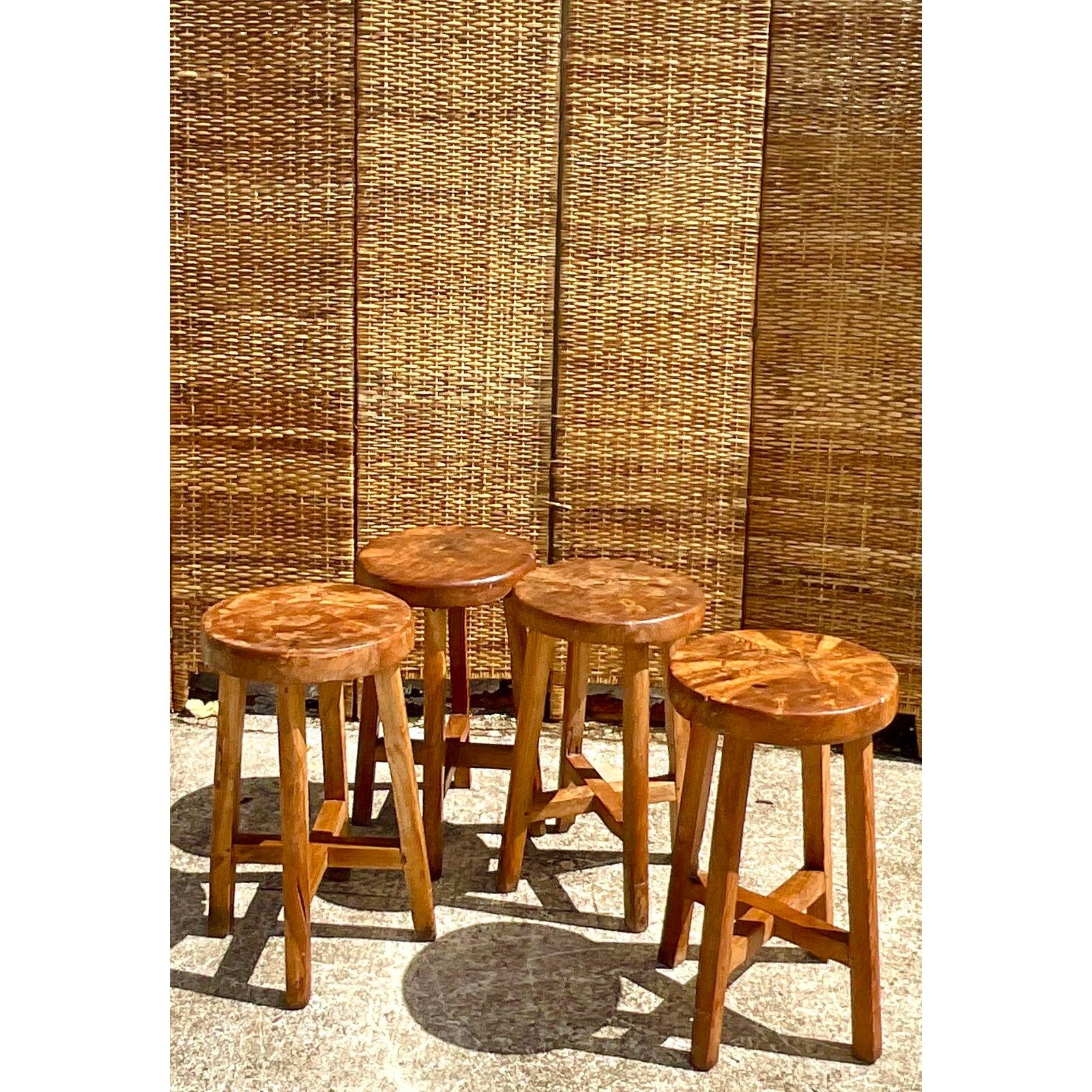 Vintage Organic Modern Wood Slab Stools, Set of 4 at 1stDibs | organic ...