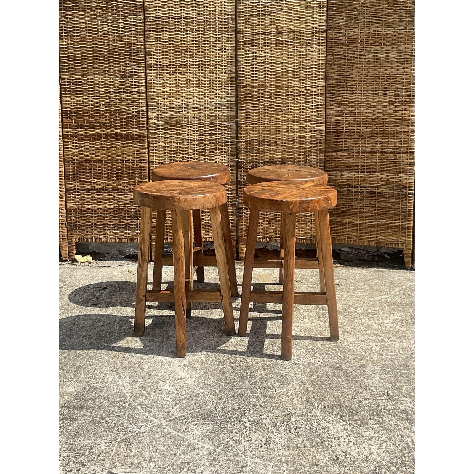 Vintage Organic Modern Wood Slab Stools, Set of 4 at 1stDibs | organic ...