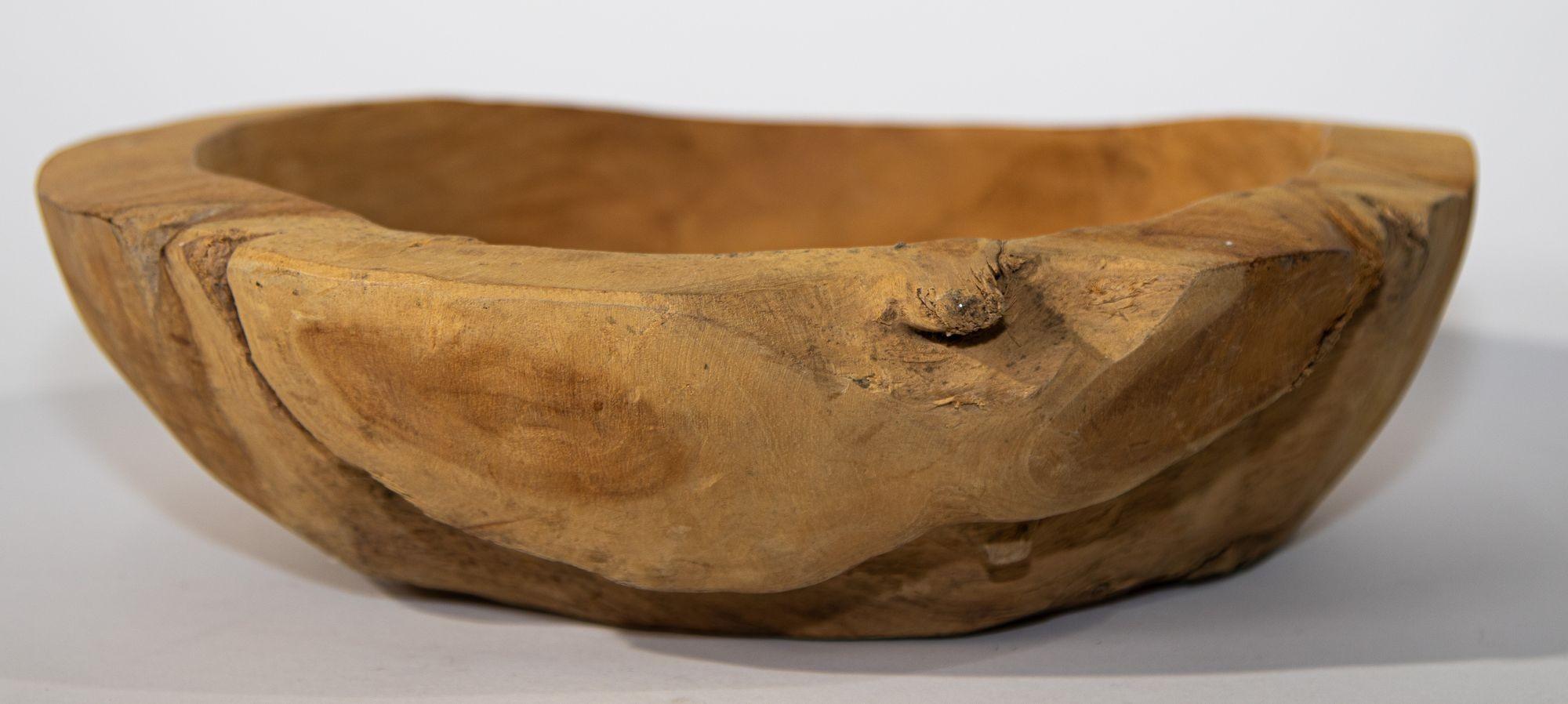 Vintage Organic Teak Wood Root Fruit Bowl For Sale at 1stDibs