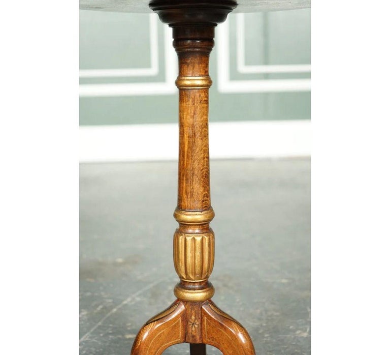 Vintage Oriental Chinoiserie Ebonised Hand Painted Pedestal Side End ...