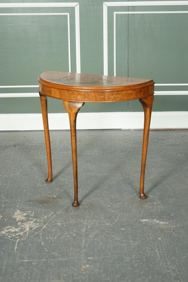 Vintage Oriental Half Moon Demi Lune Table Made by Northampton Cabinet ...