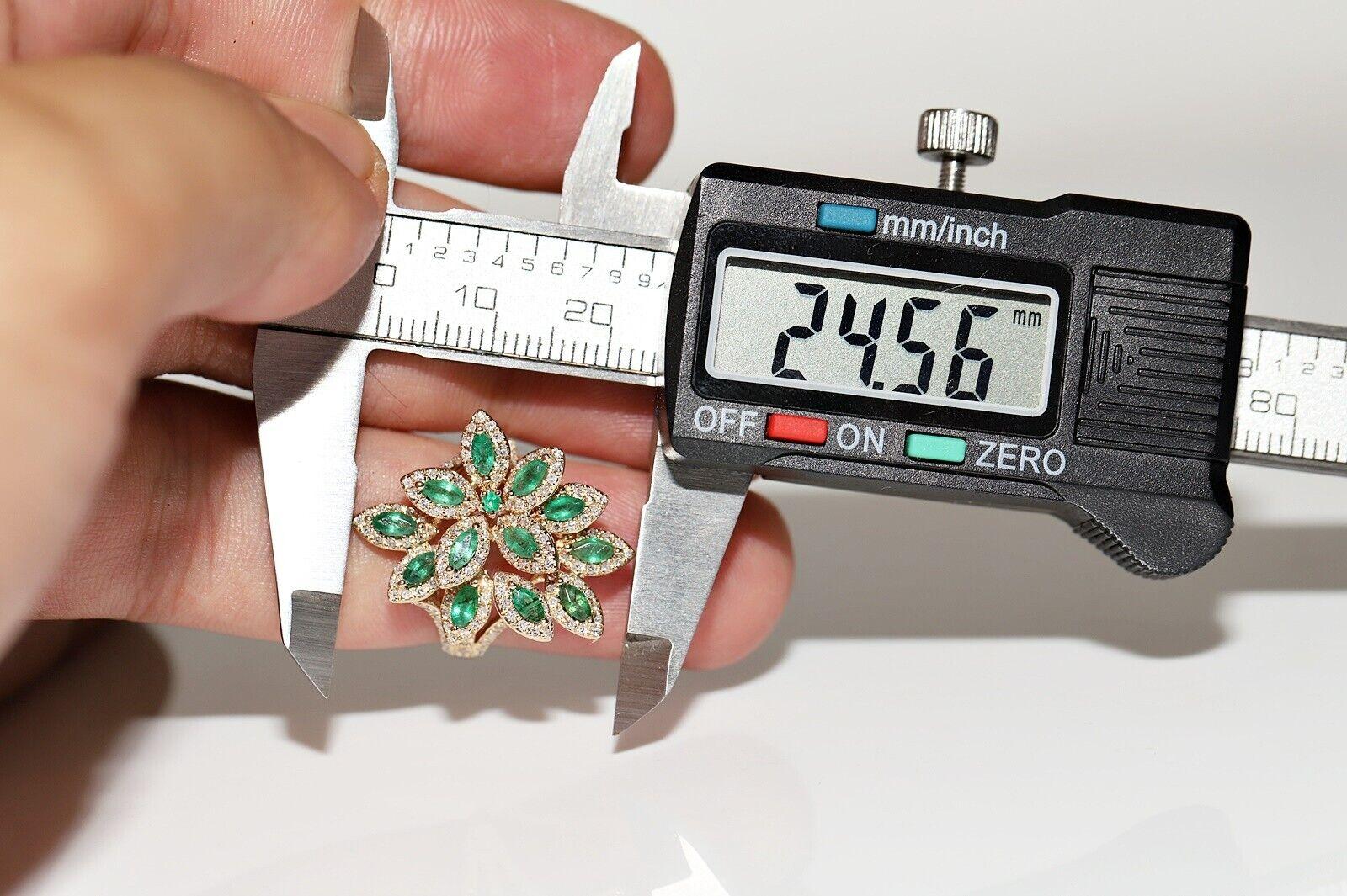 Vintage Original 14k Gold Circa 1990s Natural Diamond And Emerald Ring ...