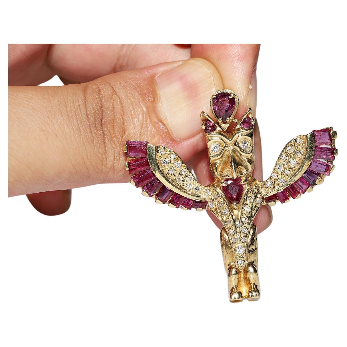 Vintage Original 18k Gold Natural Diamond And Ruby Decorated Owl ...