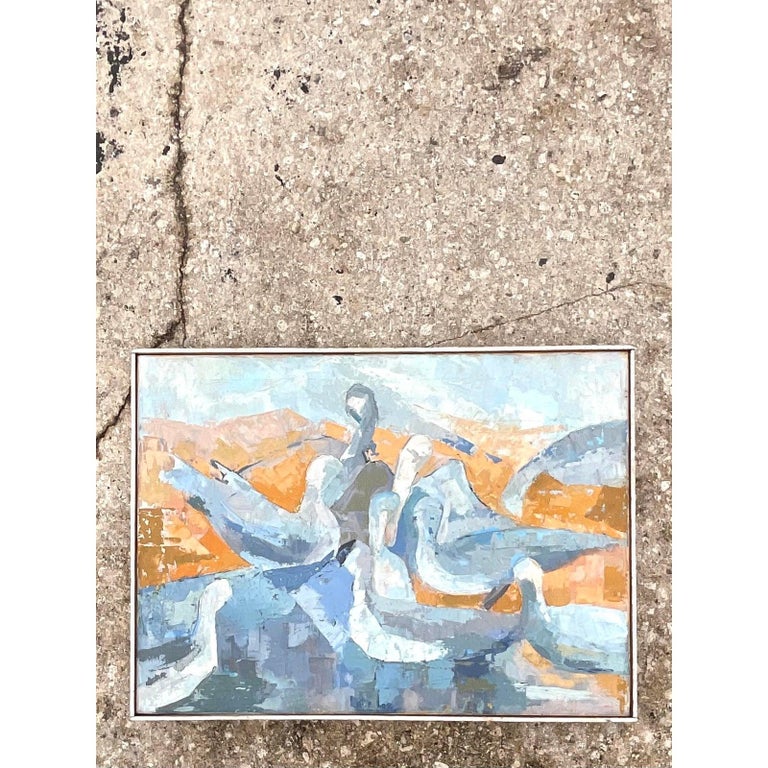 Vintage Original Abstract Oil Painting at 1stDibs
