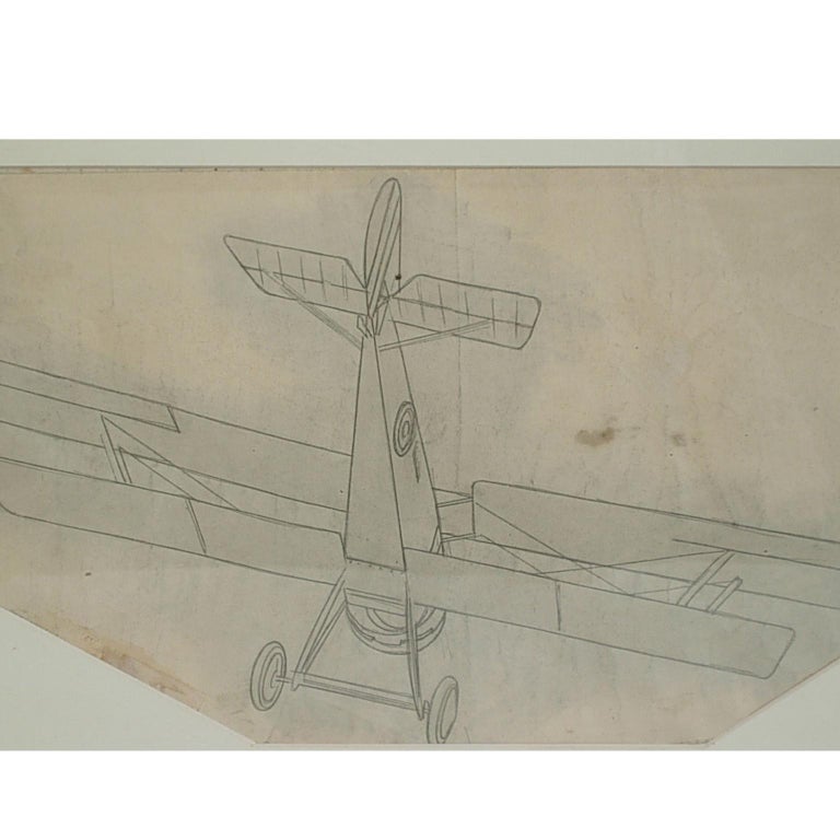 Vintage Original Aviation Pencil Drawing Depicting a Hanriot HD 1 WWI ...
