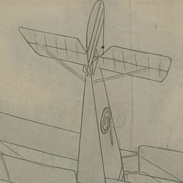 Vintage Original Aviation Pencil Drawing Depicting a Hanriot HD 1 WWI ...
