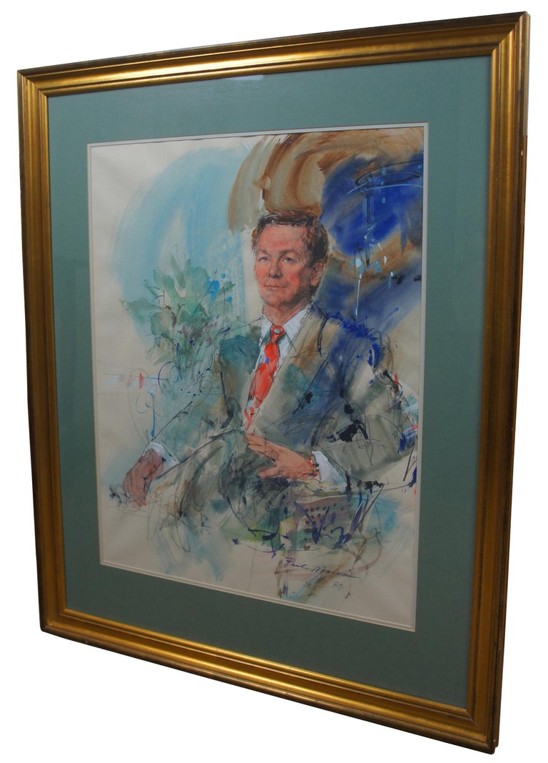 Vintage Original Paul Melia 1989 Expressionist Watercolor Portrait For ...