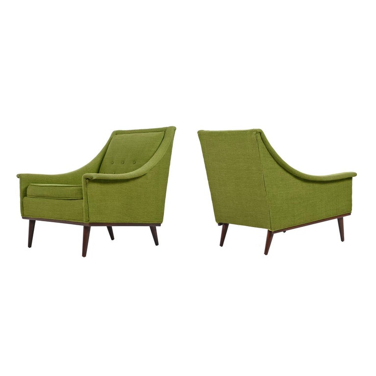 Vintage Original Two-Tone Green Tweed Tufted Lounge Chairs by Selig ...