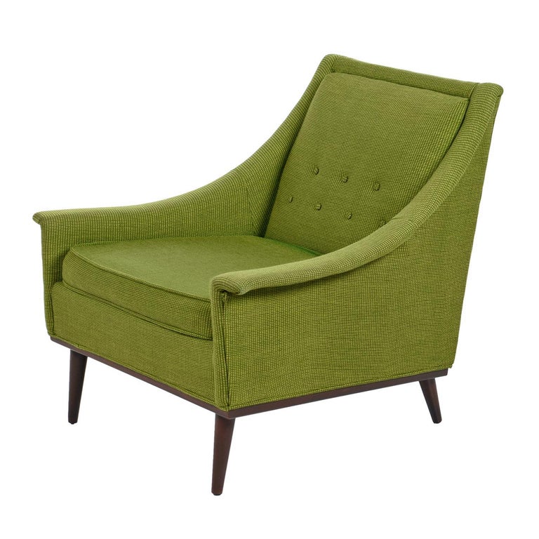 Vintage Original Two-Tone Green Tweed Tufted Lounge Chairs by Selig ...