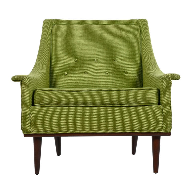 Vintage Original Two-Tone Green Tweed Tufted Lounge Chairs by Selig ...