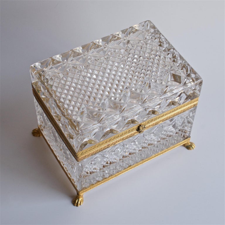 Vintage Ormolu Jewelry Box Sugar Casket Cut Glass Crystal Gilt French ...