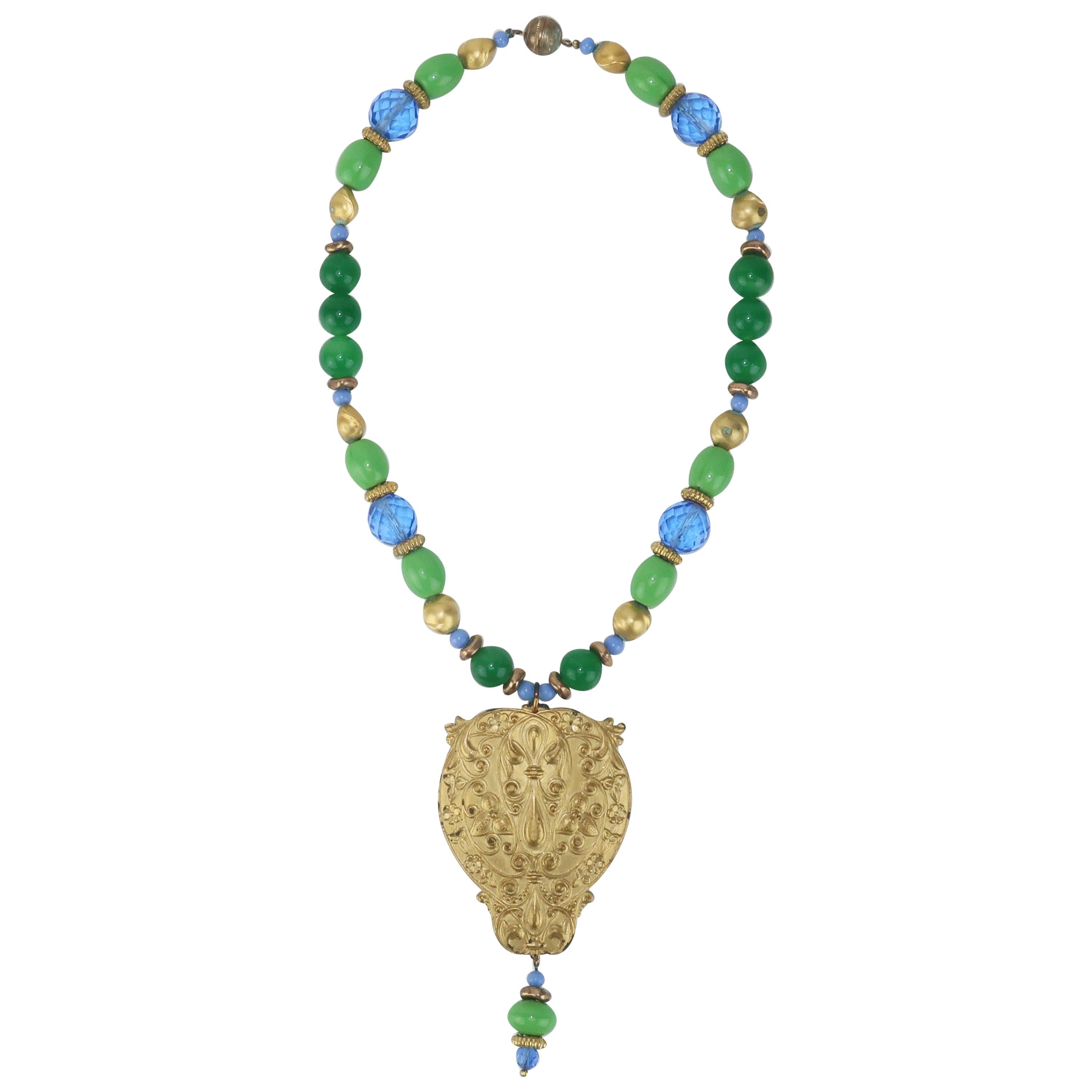 Georgian High Carat Handwrought Ornate Wirework Bead Necklace For Sale ...