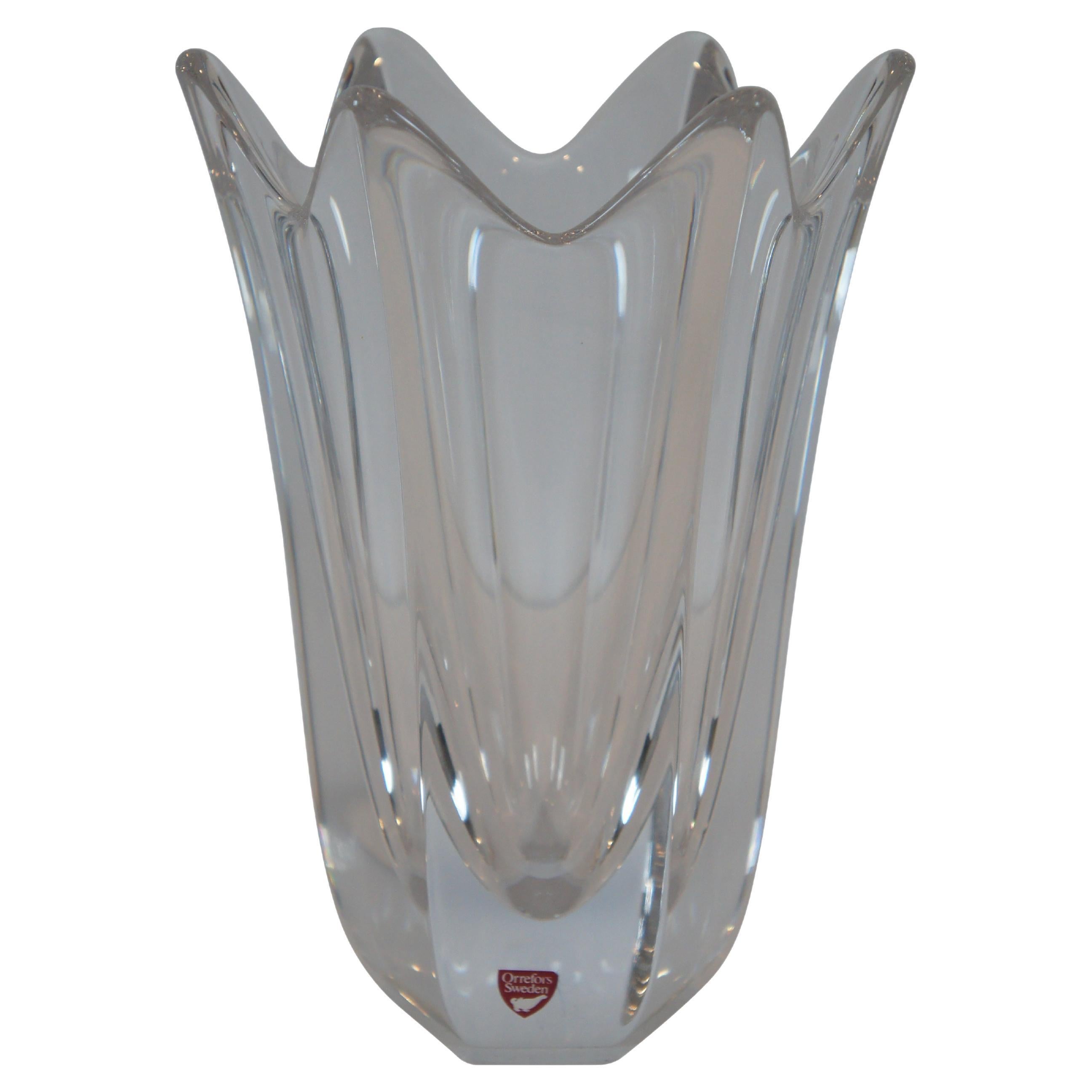 Vintage Orrefors Sweden Scalloped Crystal Belle Tulip Flower Splash ...