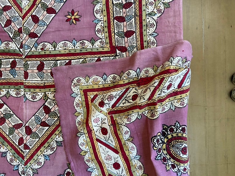 Vintage Ottoman Block Printed Yazma Tablecloth, Turkey, Early 20th ...