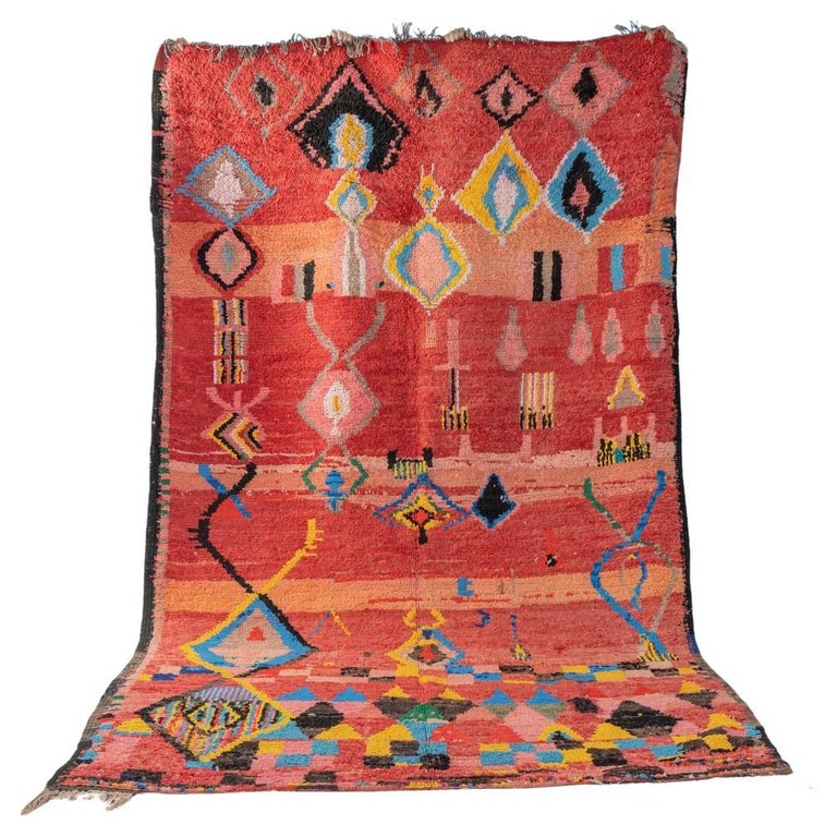 Vintage Ourika Handmade Berber Rug 100% Wool Moroccan For Sale at 1stDibs