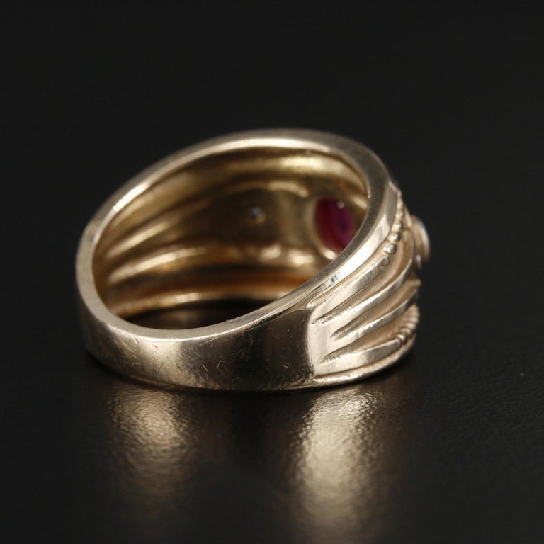 Customizable Vintage Oval Cut Ruby Diamond Wedding Band Victorian Ruby