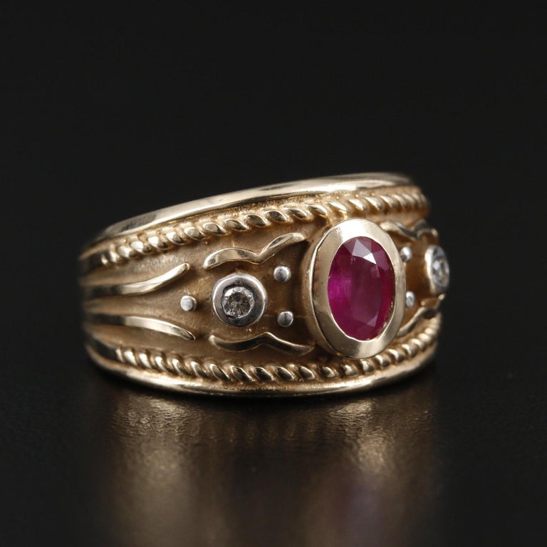 Customizable Vintage Oval Cut Ruby Diamond Wedding Band, Victorian Ruby ...