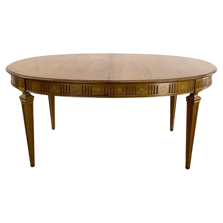 Vintage Oval Dining Table with Three Leaves at 1stDibs