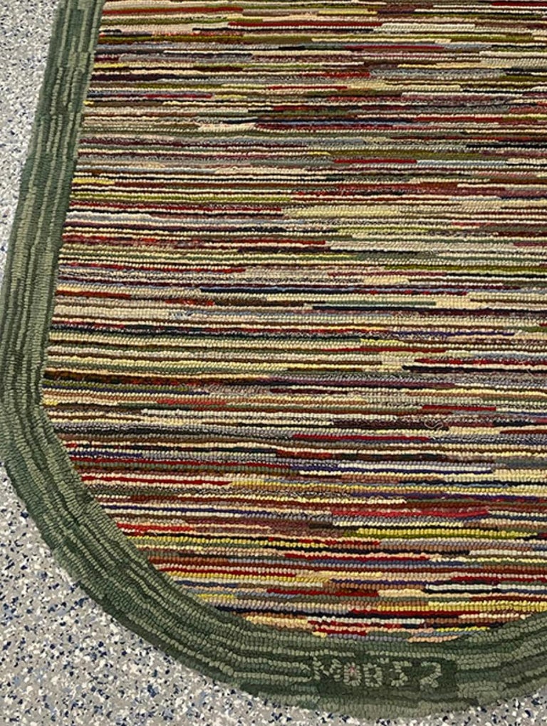 Vintage Oval Hook Rug For Sale at 1stDibs