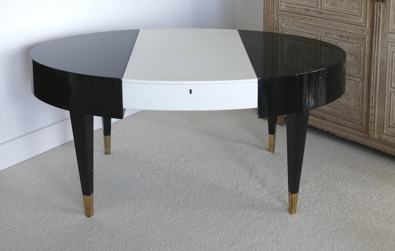 Vintage Oval Lacquered Vanity Dressing Table or Desk with a Leather ...