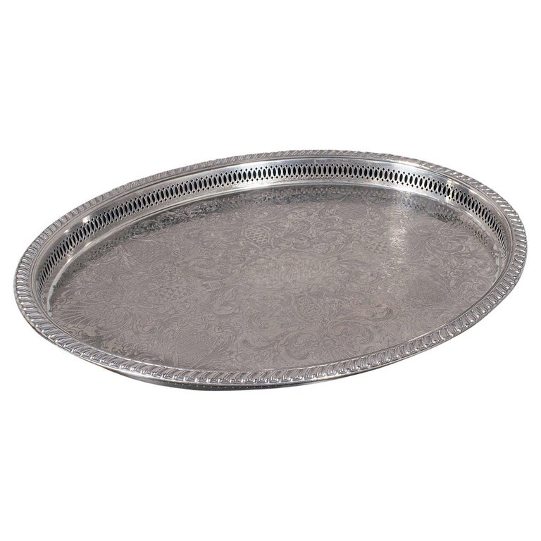 Vintage Oval Serving Tray, English Silver Plate, Afternoon Tea ...
