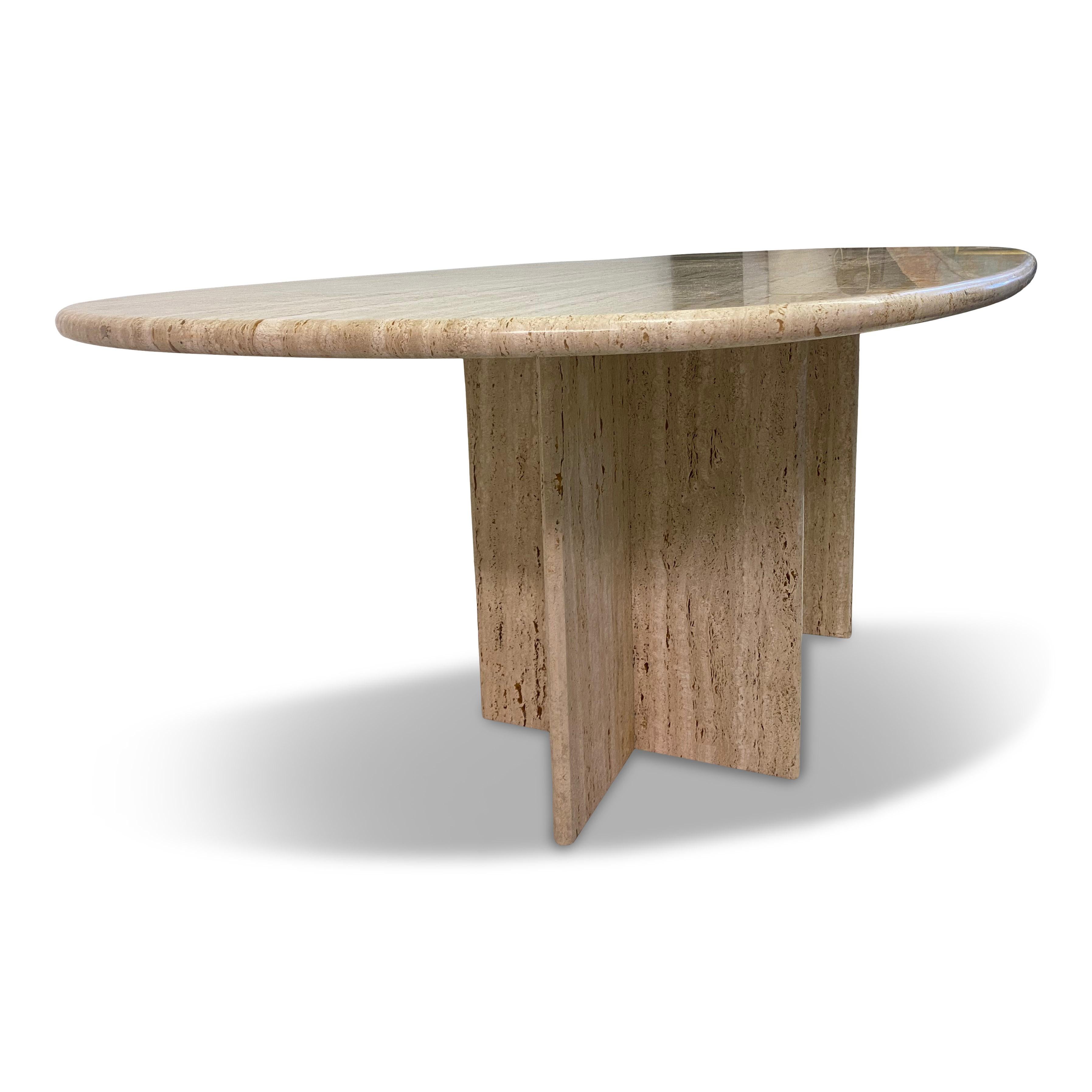 Vintage Oval Travertine Dining Table at 1stDibs | oval vintage dining table