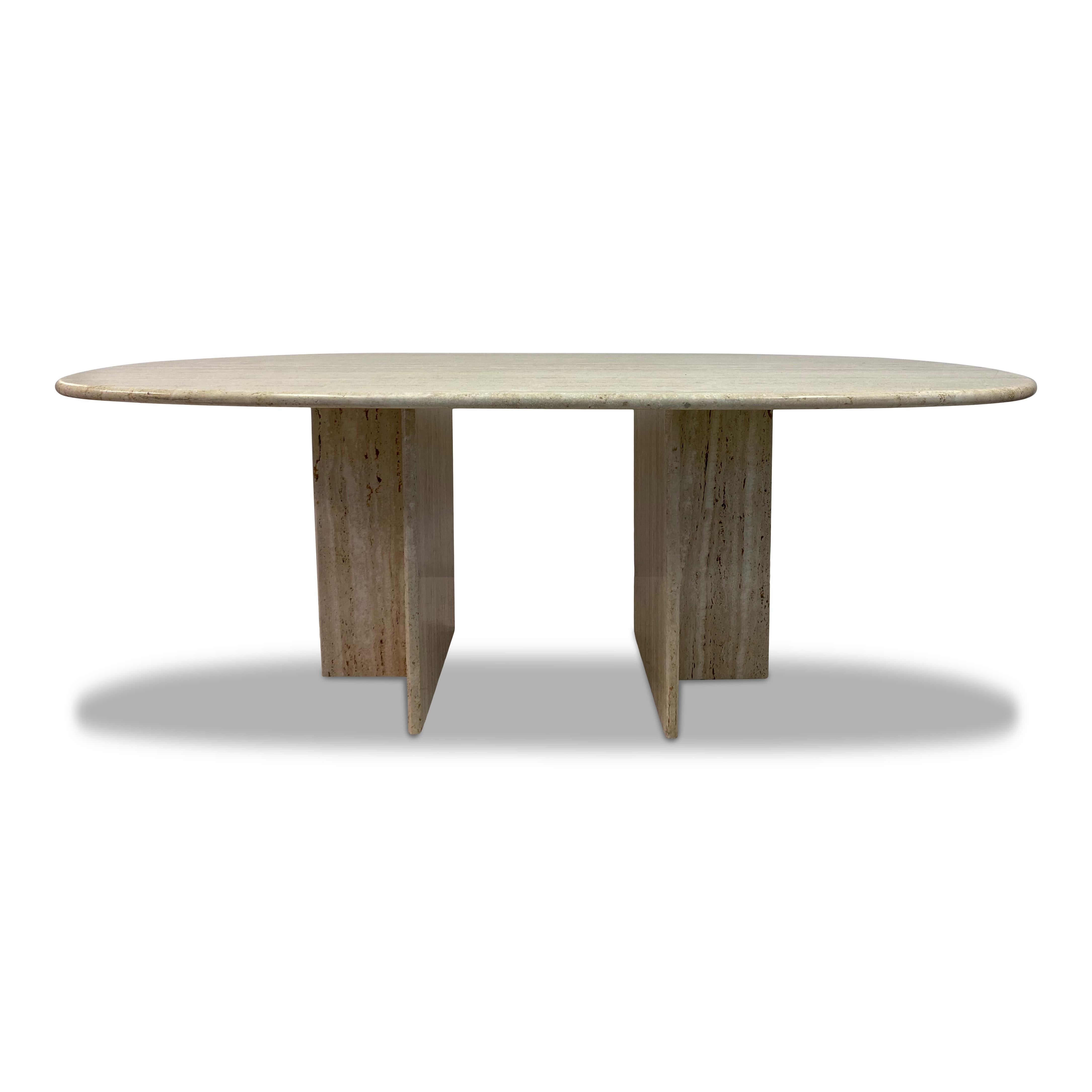 Vintage Oval Travertine Dining Table at 1stDibs | oval vintage dining table