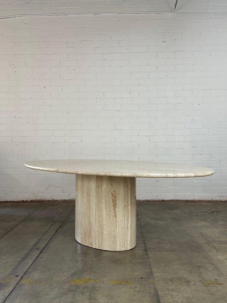 Vintage Oval Travertine Dining Table For Sale at 1stDibs