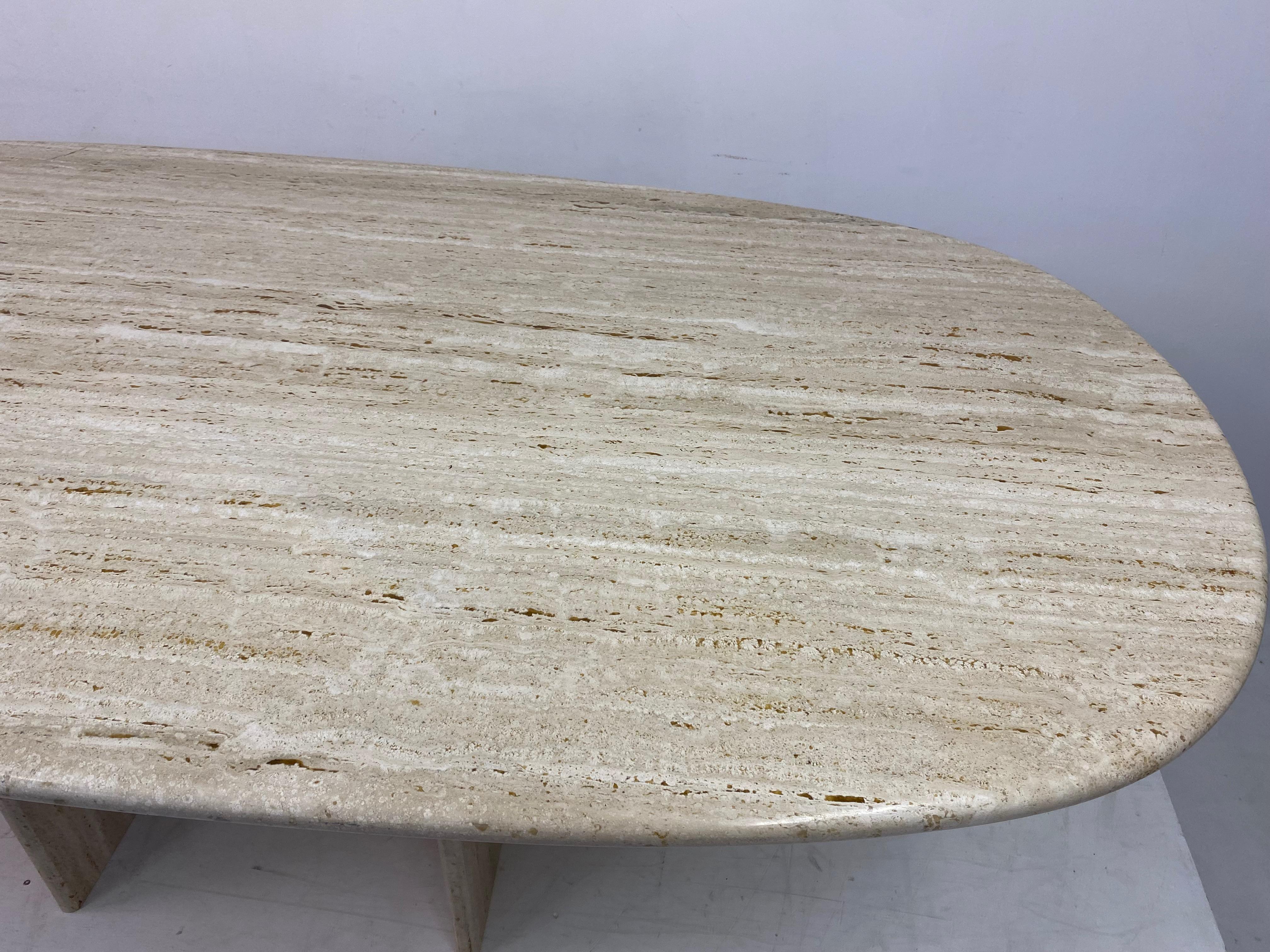 Vintage Oval Travertine Dining Table at 1stDibs | oval vintage dining table