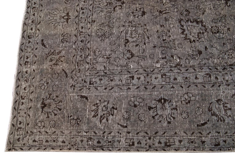 Vintage Overdyed Gray Rug For Sale at 1stDibs