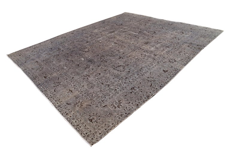 Vintage Overdyed Gray Rug For Sale at 1stDibs