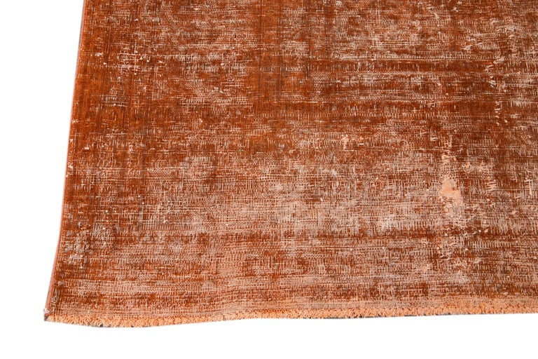 Vintage Overdyed Orange Room Size Wool Rug. 9'5"x12'4" For Sale at 1stDibs