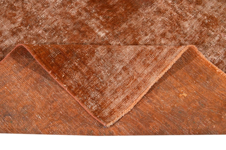 Vintage Overdyed Orange Room Size Wool Rug. 9'5"x12'4" For Sale at 1stDibs