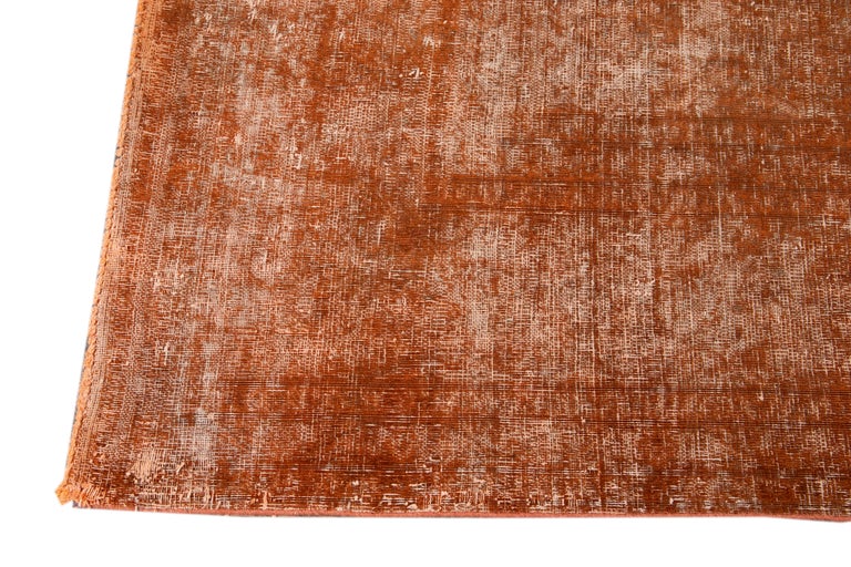 Vintage Overdyed Orange Room Size Wool Rug. 9'5"x12'4" For Sale at 1stDibs