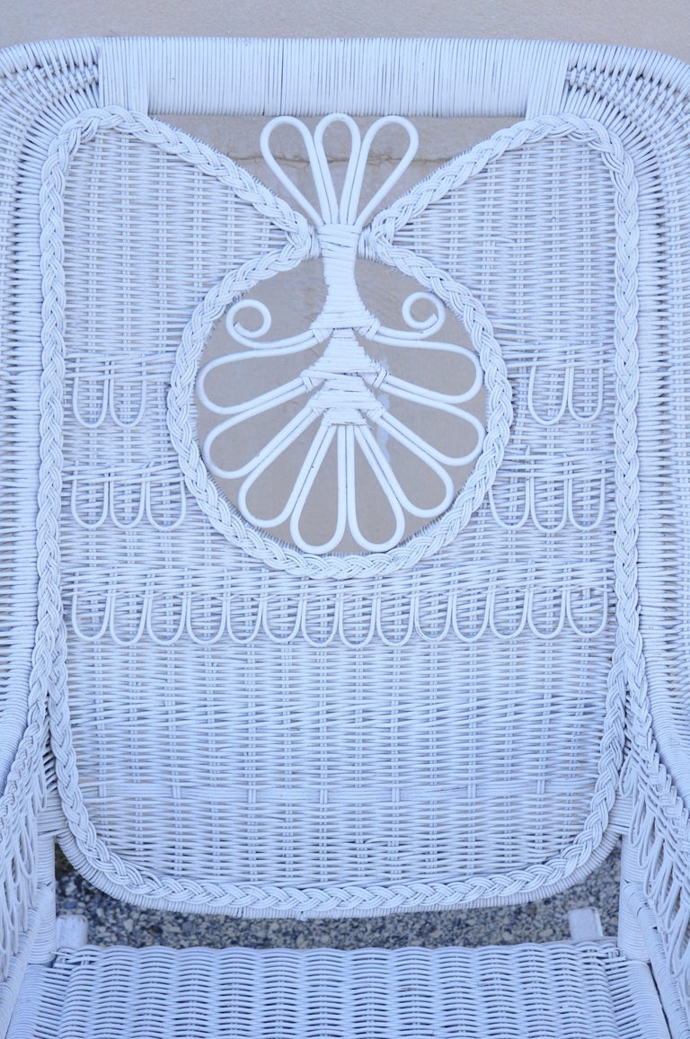 Vintage Oversize White Victorian Style Wicker Rattan Rocking Chair ...