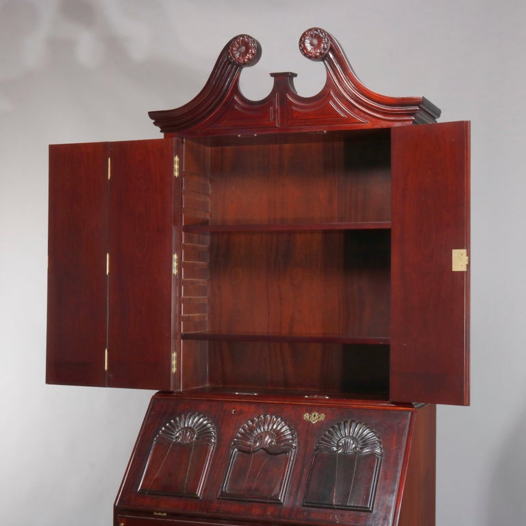 Vintage Oversized Carved Mahogany Chippendale Style Secretary Desk ...