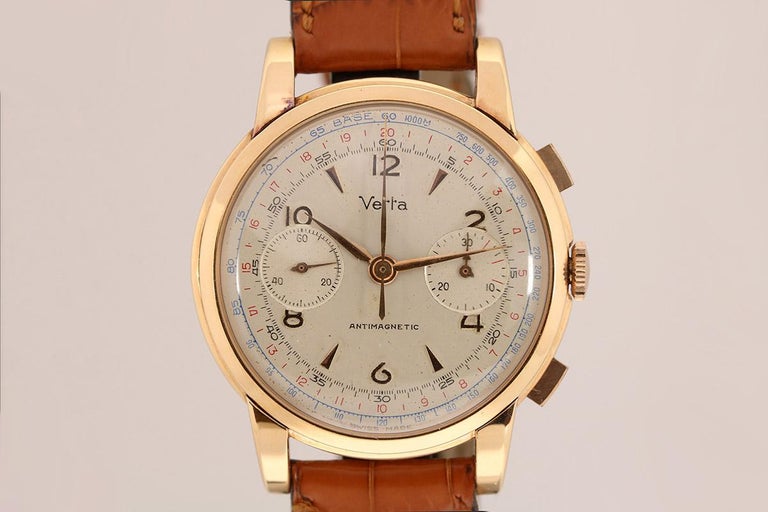Vintage Oversized Vetta 18k Pink Gold Chronograph Wristwatch, circa ...