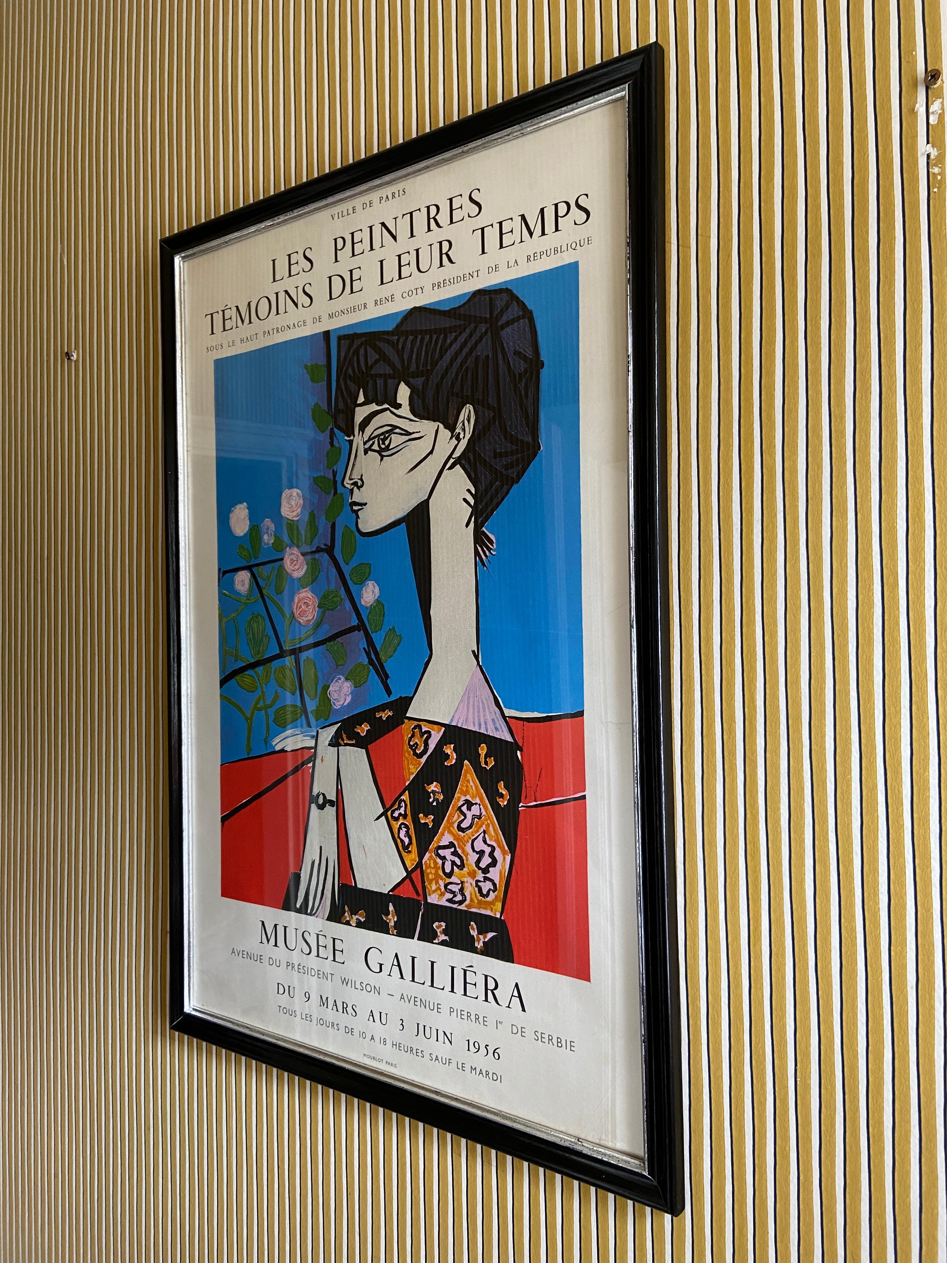 Vintage Pablo Picasso Exhibition Poster in Antique Frame, France, 1956 ...
