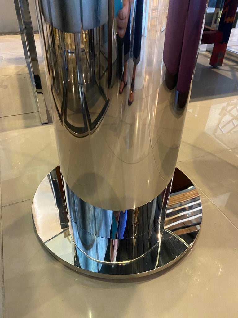 Vintage Pace Collection Chrome Column Center Entry Table at 1stDibs