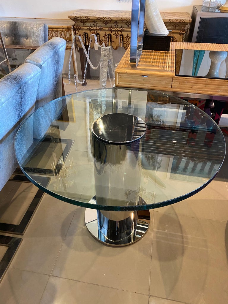 Vintage Pace Collection Chrome Column Center Entry Table at 1stDibs