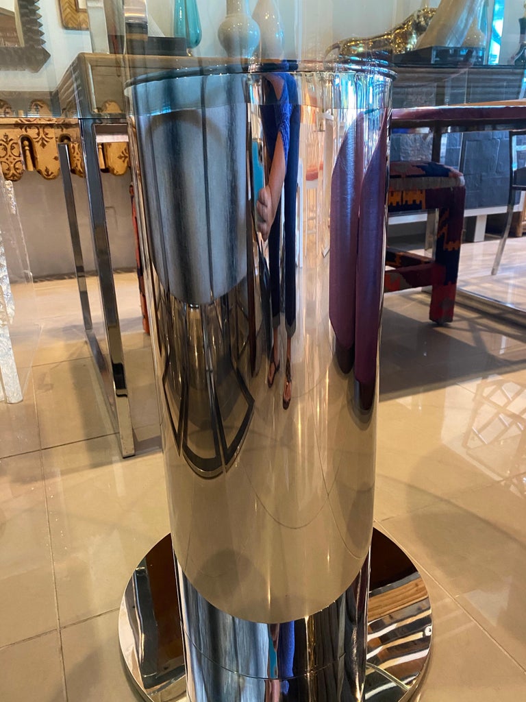 Vintage Pace Collection Chrome Column Center Entry Table at 1stDibs