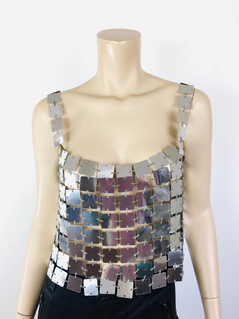 Vintage Paco Rabanne Style Space Curtain Aluminum Disc Cropped Tank Top ...