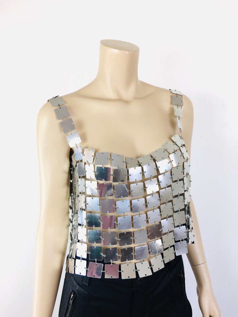 Vintage Paco Rabanne Style Space Curtain Aluminum Disc Cropped Tank Top ...