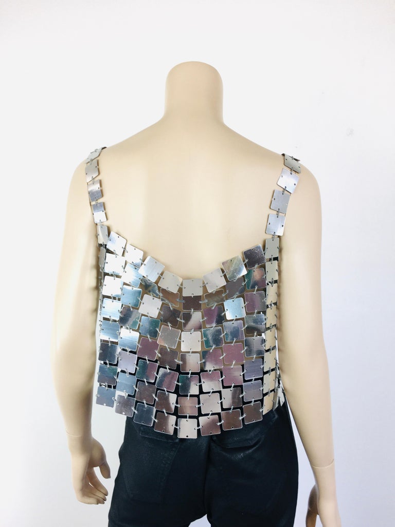Vintage Paco Rabanne Style Space Curtain Aluminum Disc Cropped Tank Top ...